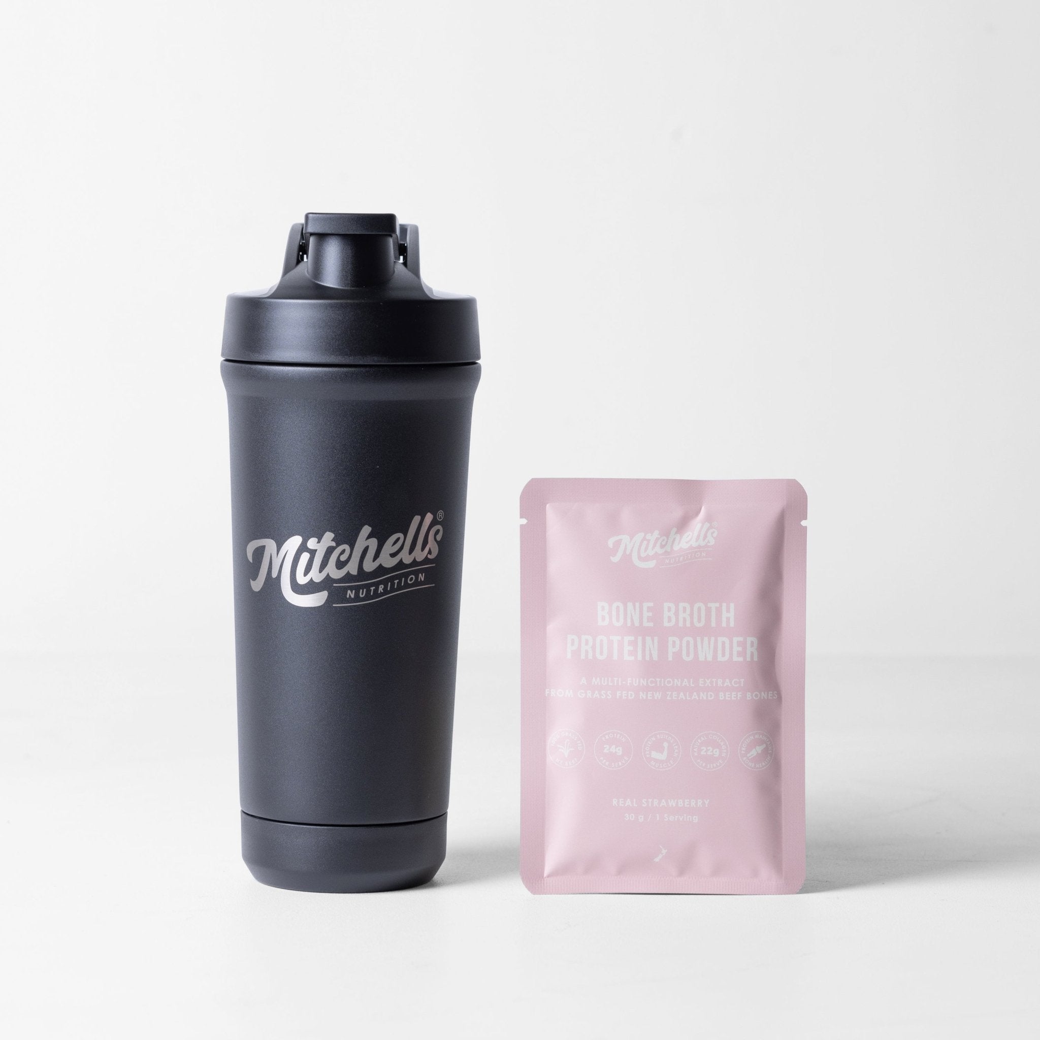 Premium Stainless Shaker + BONUS Single Serve - Mitchells Nutrition